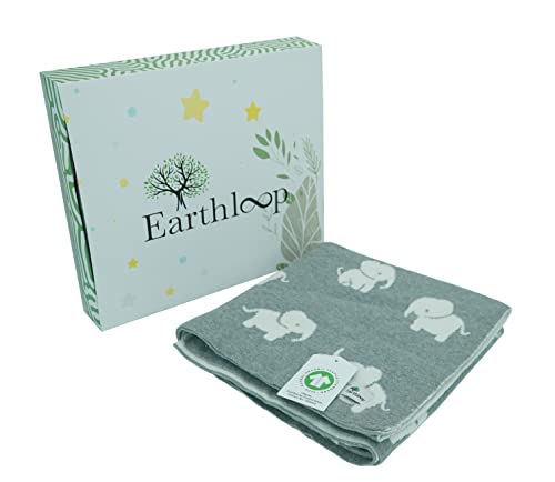 Soft Knit Baby Blanket 100% Organic Cotton | GOTS Certified | Receiving and Swaddle Blankets | Neutral for Boy, Girl for Newborn, Infant and Toddler 40 x 30 inches (Elephant)
