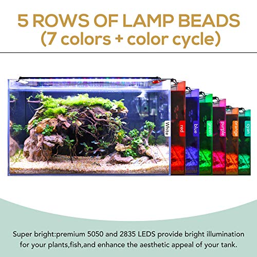 hygger 42W 24/7 Lighting Aquarium LED Light, Sunrise-Daylight-Moonlight Mode and DIY Mode, Adjustable Timer Adjustable Brightness Fish Tank Light with Extendable Bracket 7 Colors for Planted Tank