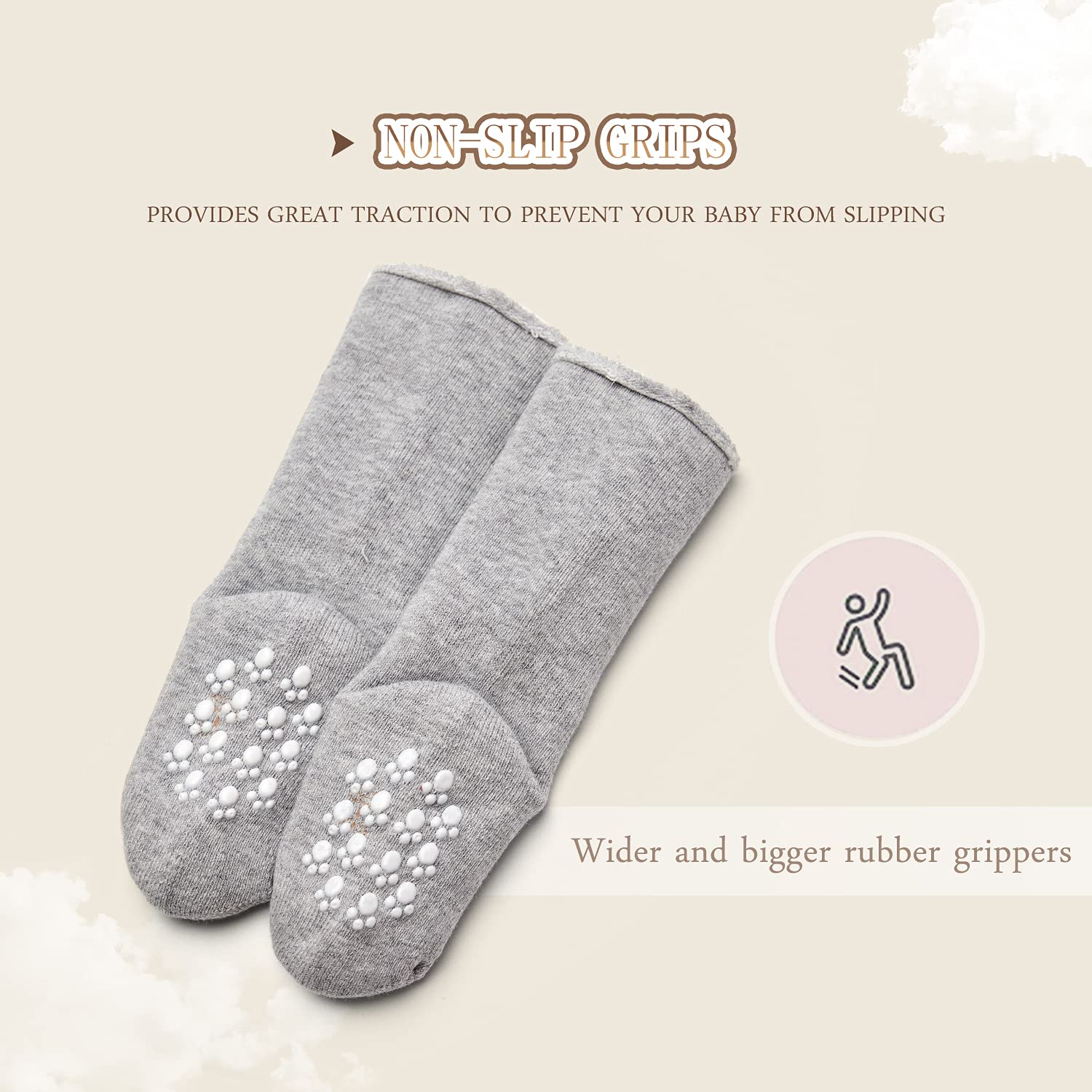 Toddler Non Slip Socks Baby Boys Winter Warm Socks with Grips for Baby Girls Thicken Terry Socks 6 Pack Age 2-4