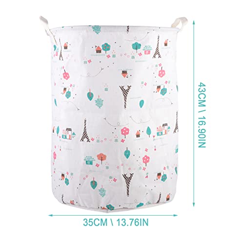 2pcs Cotton Home Style Bin Organizer Baby Folding Dirty Room Saving with Buck Hamper Basket Living Double Foldable Bucket Clothes Handles Container Round