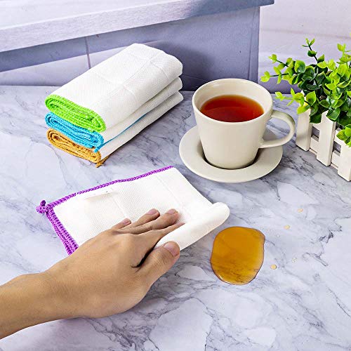 10 Pcs Kitchen Dish Cloths Set, Premiunm Bamboo Fiber Dishcloth Towels. Reusable and Absorbent Dish Cloths & Dish Towels,Suitable for Kitchen Bathroom and Cleaning Counters,(12” x 12”)