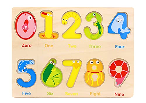 Aile Wooden Preschool Learning Number Puzzles Toys for Kids Age 2-4, Educational Toys