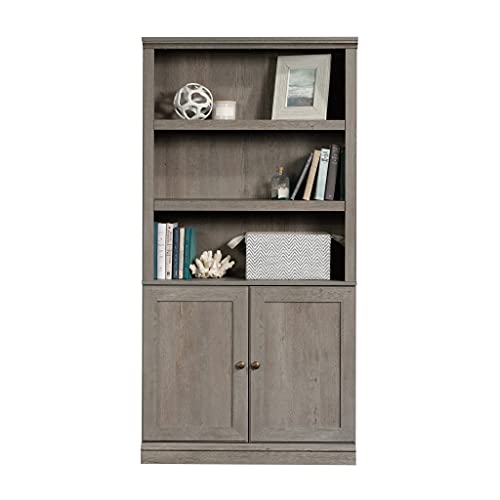 Sauder Bookcase with Doors, L: 35.28" x W: 13.23" x H: 69.76", Mystic Oak finish