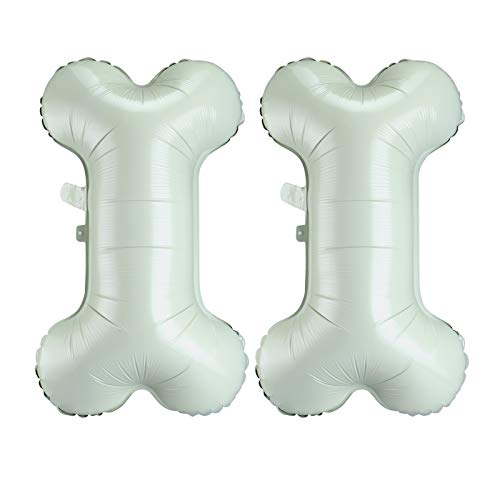 BinaryABC White Dog Bone Foil Balloons,Dog Birthday Party Supplies Decorations,2Pcs