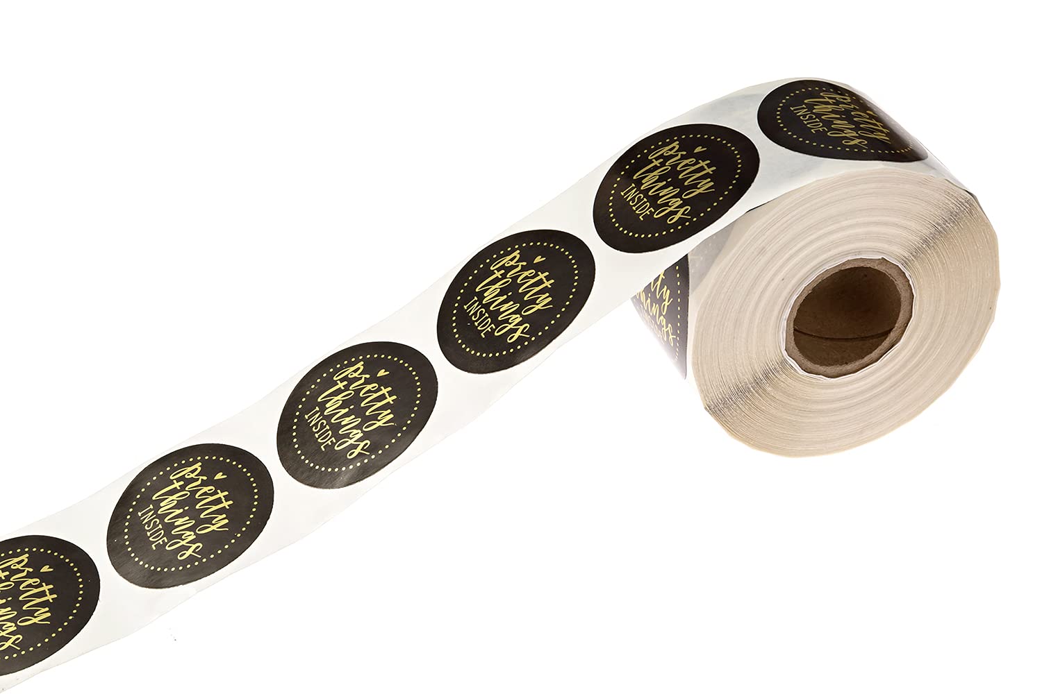 Black and Gold Foil Pretty Things Inside Stickers / 500 Sticker Roll / 1.5" Round Label/Small Business Online Retailer Labels