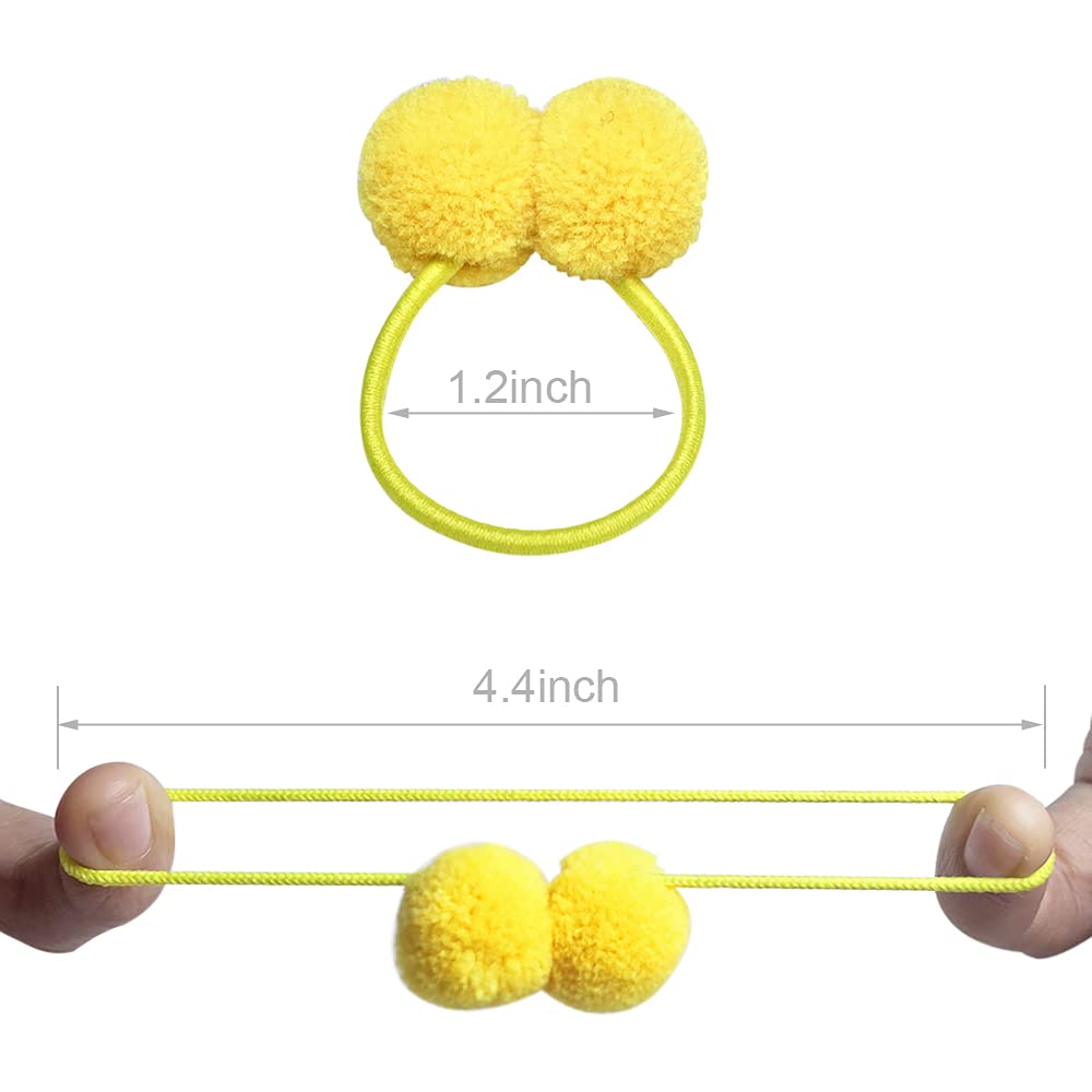 AMMY Pom Pom Hair Accessories - 28 Pcs Soft Ponytail Holders, Small Ball Bands for Baby, Infants, and Toddler Girls
