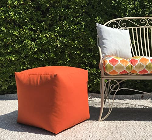 RULU Ottoman Outdoor/Indoor Sunbrella Bean Bag Pouf 19"x19"x18"H Spectrum Cayenne, Rust