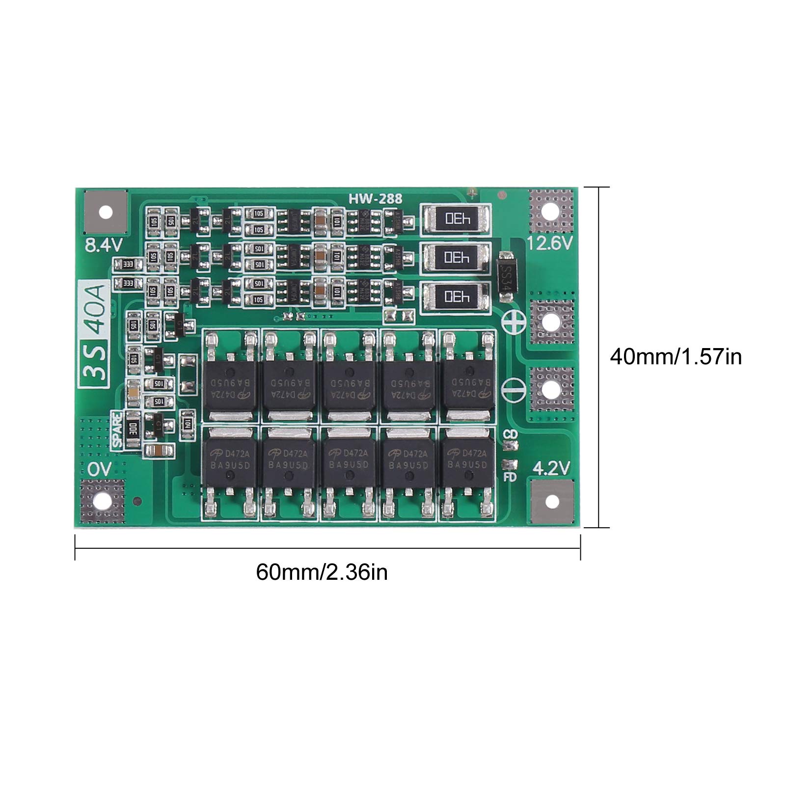 3 PCS 3S 11.1V 12V 12.6V 40A 18650 Charger PCB BMS Protection Board Li-ion Lithium Battery Charger Lipo Cell Module for Drill Motor with Balance