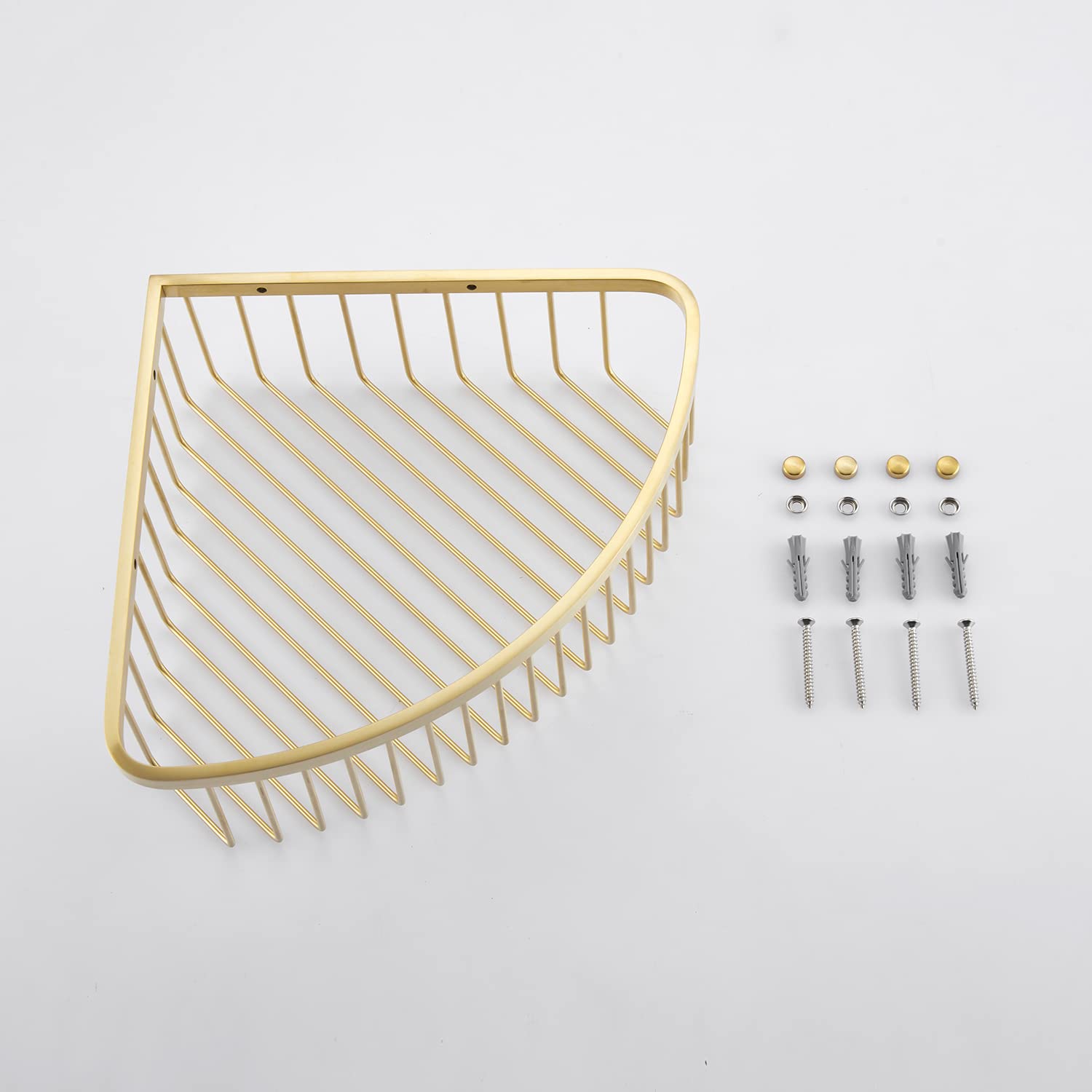 Segistan Bathroom Corner Shower Caddy Organizer, SUS304 Stainless Steel Heavy Duty Rust-Proof Bathroom Shelf Organizer Shampoo Holder, Wall Mounted Storage Rack for Bathroom Kitchen, Brushed Gold