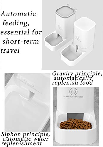 Dog or Cat Automatic Feeder Water Dispenser Set, Food Bowl Cat Food Container for Small, Medium and Large Cats and Dogs Food and Water Distribution