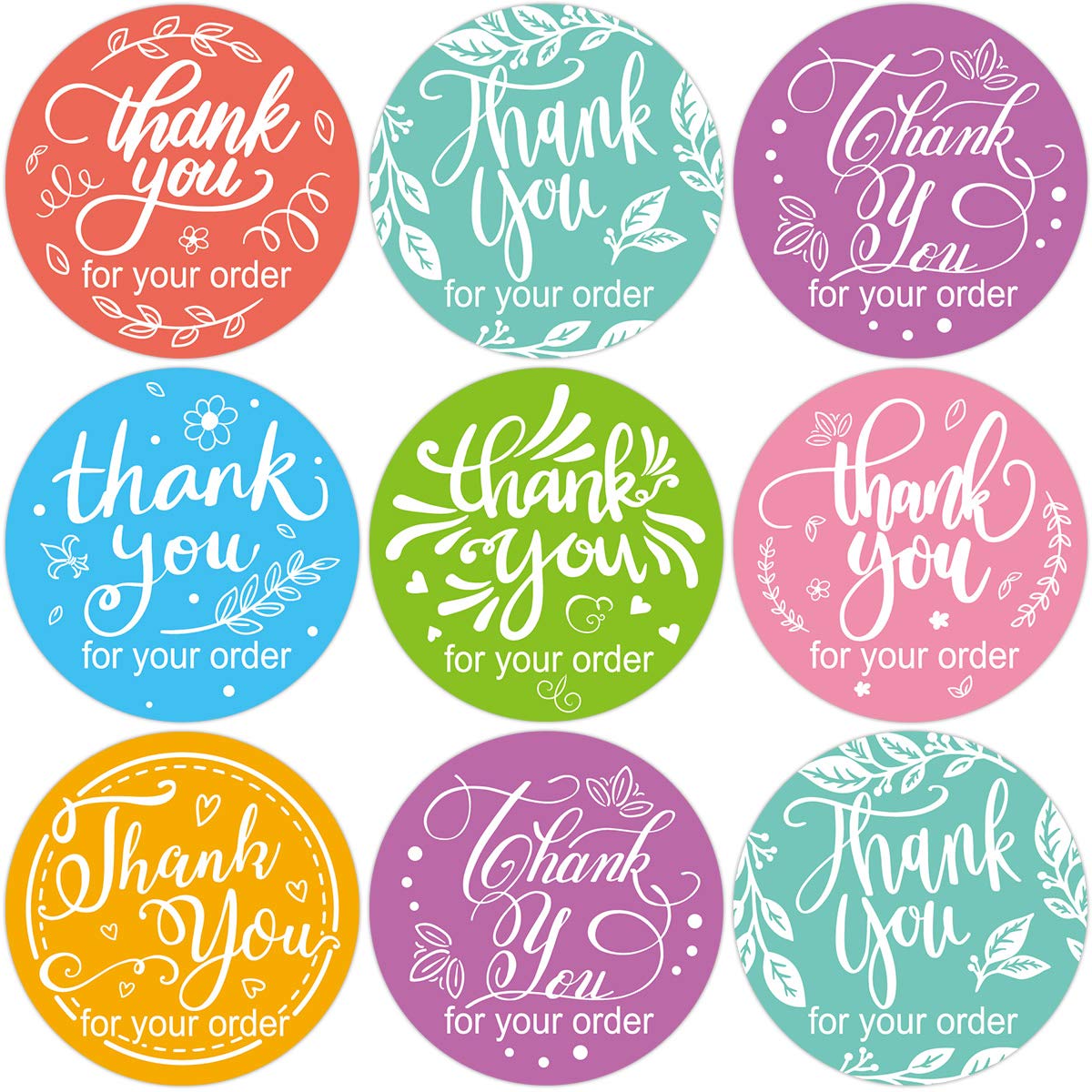500PCS Thank You for Your Order Stickers Labels for Handmade Shopping Small Shop Business Stickers 2 Inch 7 Designs