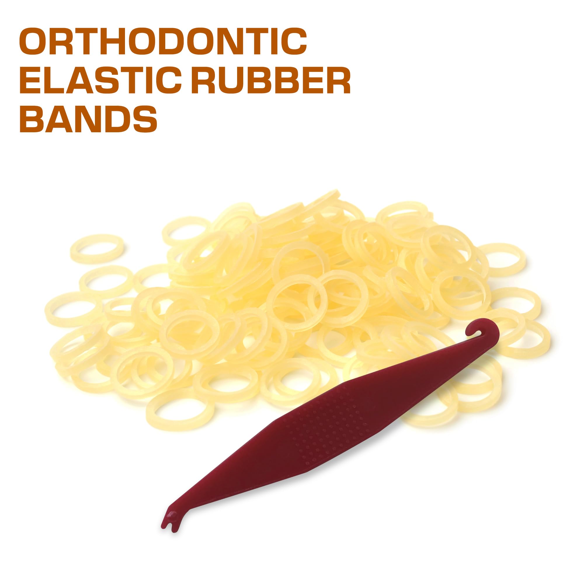 100 Pcs Natural Orthodontic Elastic Dental Rubber Bands for Braces, Dreadlocks Hair Braids Include Braces Rubber Band Tool 5/16 Inch