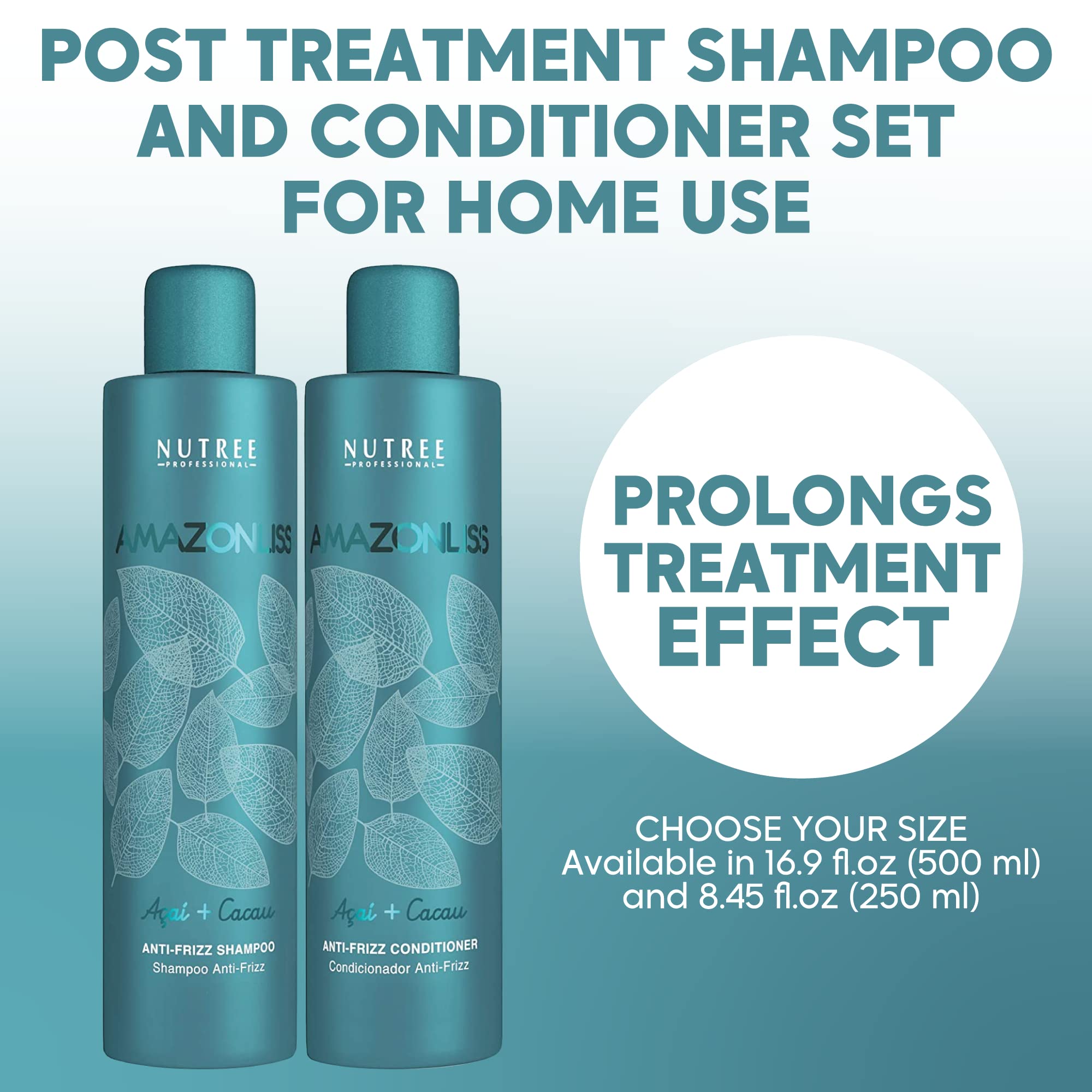 Anti-Frizz Natural Shampoo & Conditioner Set for Keratin-Treated Hair - Prolongs Smoothness, Moisturizing, Nourishes and Strengthens - 16.9 fl.oz