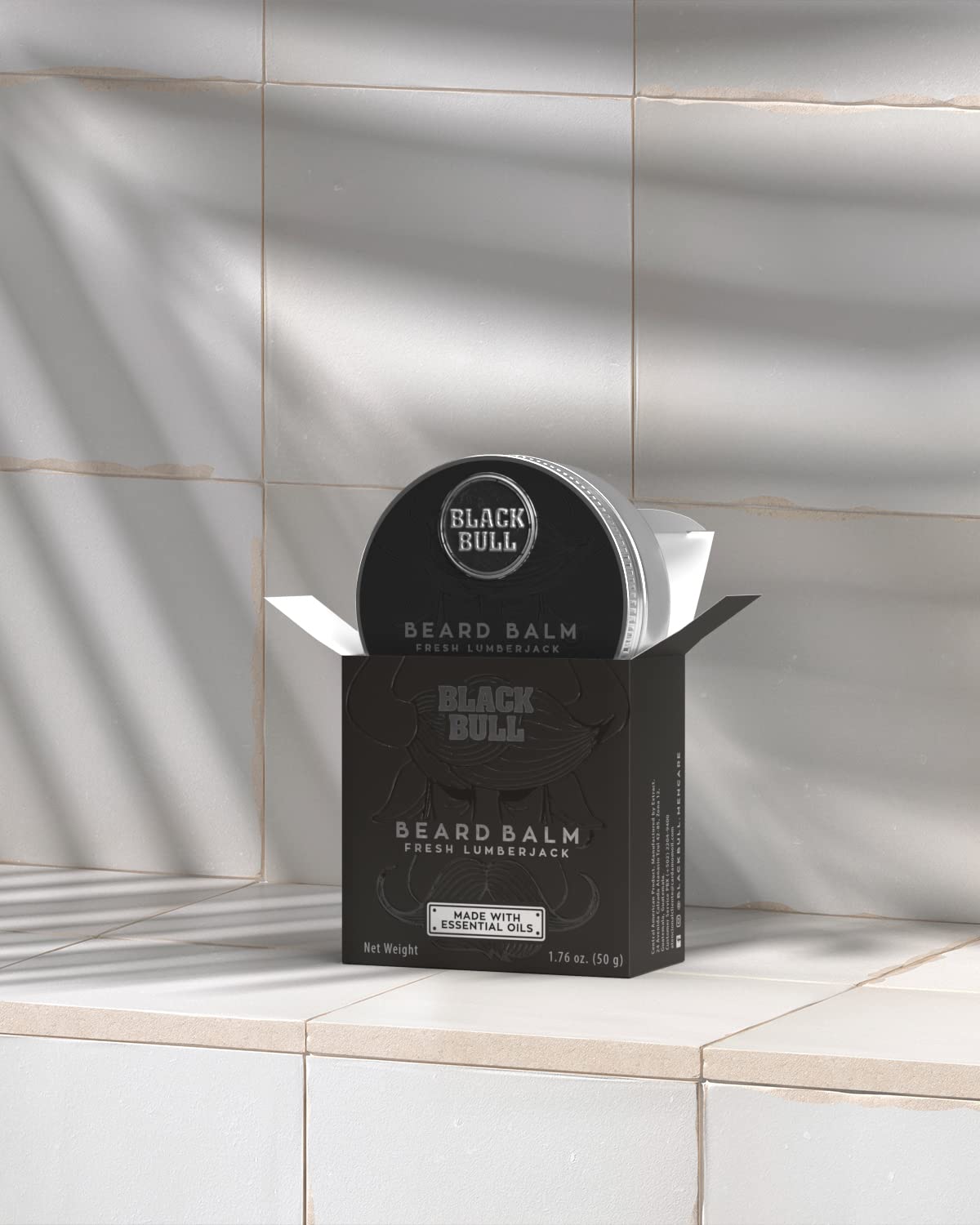 BLACK BULL MEN CARE: Beard Balm with Essential and Vegetable Oils, Bees Wax, Shea Butter and Menthol, Moisture and Nourish, Pack of 2, 50g, Beard Products