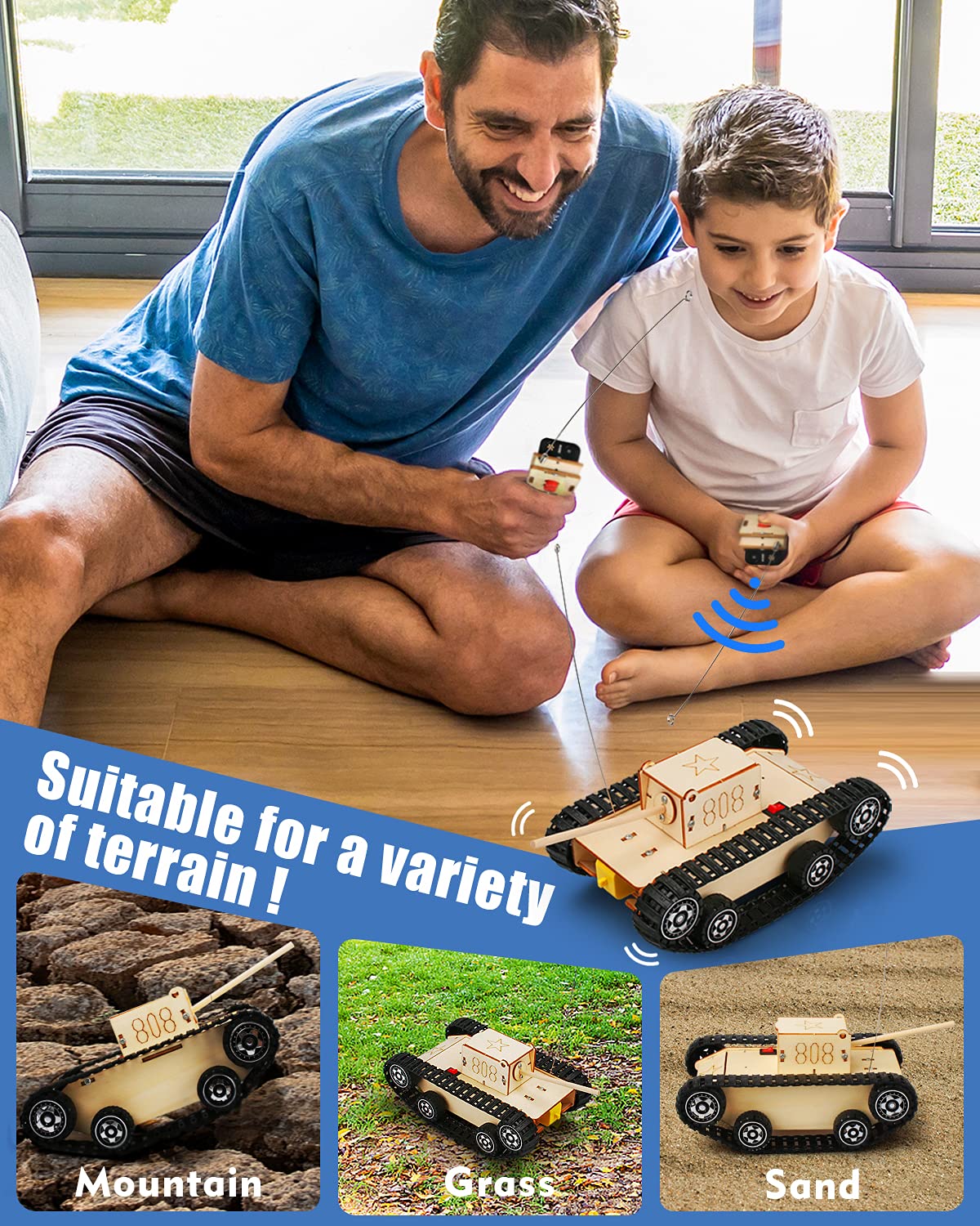 2 in 1 STEM Model Car Kits, 3D Wooden Puzzles, Education Science Experiment Kits, DIY Remote Control STEM Projects Building Toys, Gifts for 8, 9, 10,11,12 Year Old Boys and Girls