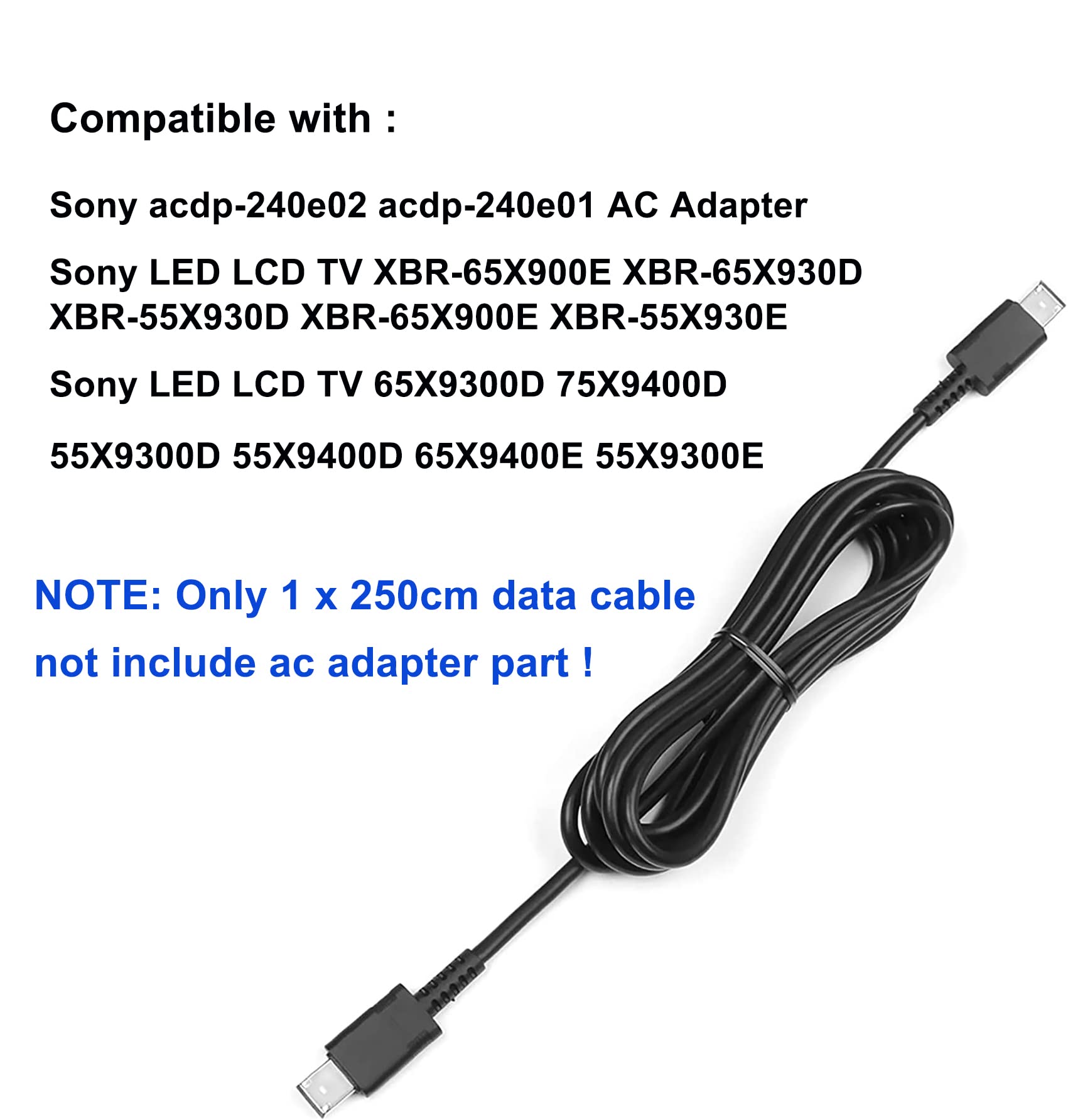 JUYOON Sync Data Charging Cable for Sony 55X9400E 65X9400E 65X900E 65X905E 65X930D 75X900E 75X900E 65X930E XBR-65X900E XBR-55X930E Smart LED TV ACDP-240E01 ACDP-240E02 Adapter