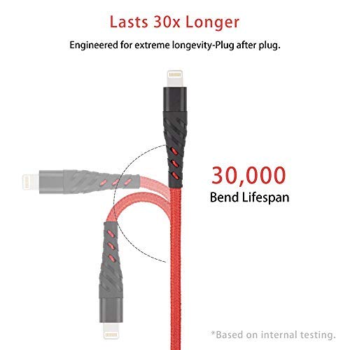 [MFi Certified] iPhone Charger,Lightning Cable 3 Pack 10 Foot Charger Cable, Data Sync Fast iPhone Charging Cable Cord for iPhone Xs/XS Max/XR/X / 8/8 Plus / 7/7 Plus / 6/6 Plus / 5s and More (Red)
