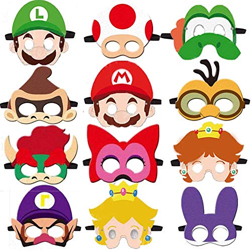 Birthday Party Felt Masks for Birthday Themed Party Favors Party Supplies- Felt and Elastic with 12 Different Types for Boys Girls Kids