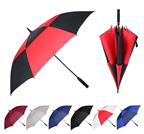 Baraida Golf Umbrella Large 62/68/72 Inch, Extra Large Oversize Double Canopy Vented Windproof Waterproof Umbrella, Automatic Open Golf Umbrella for Men and Women and Family(62 inch, Red Black)