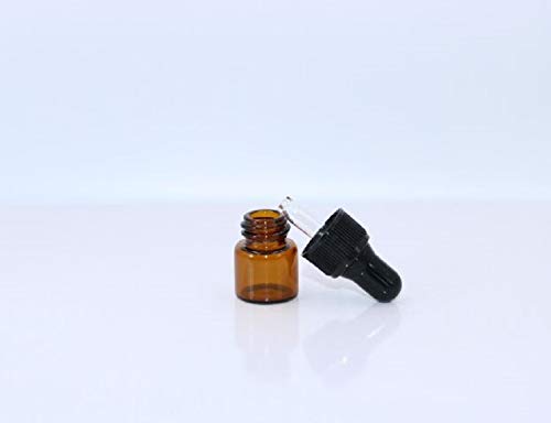 50Pcs 2ml Amber Glass Dropping Bottles Mini Essential Oil Dropper Bottles Empty Travel Perfume Sample Vials Containers with Glass Eye Dropper and Cap in Box(2 Droppers Included)
