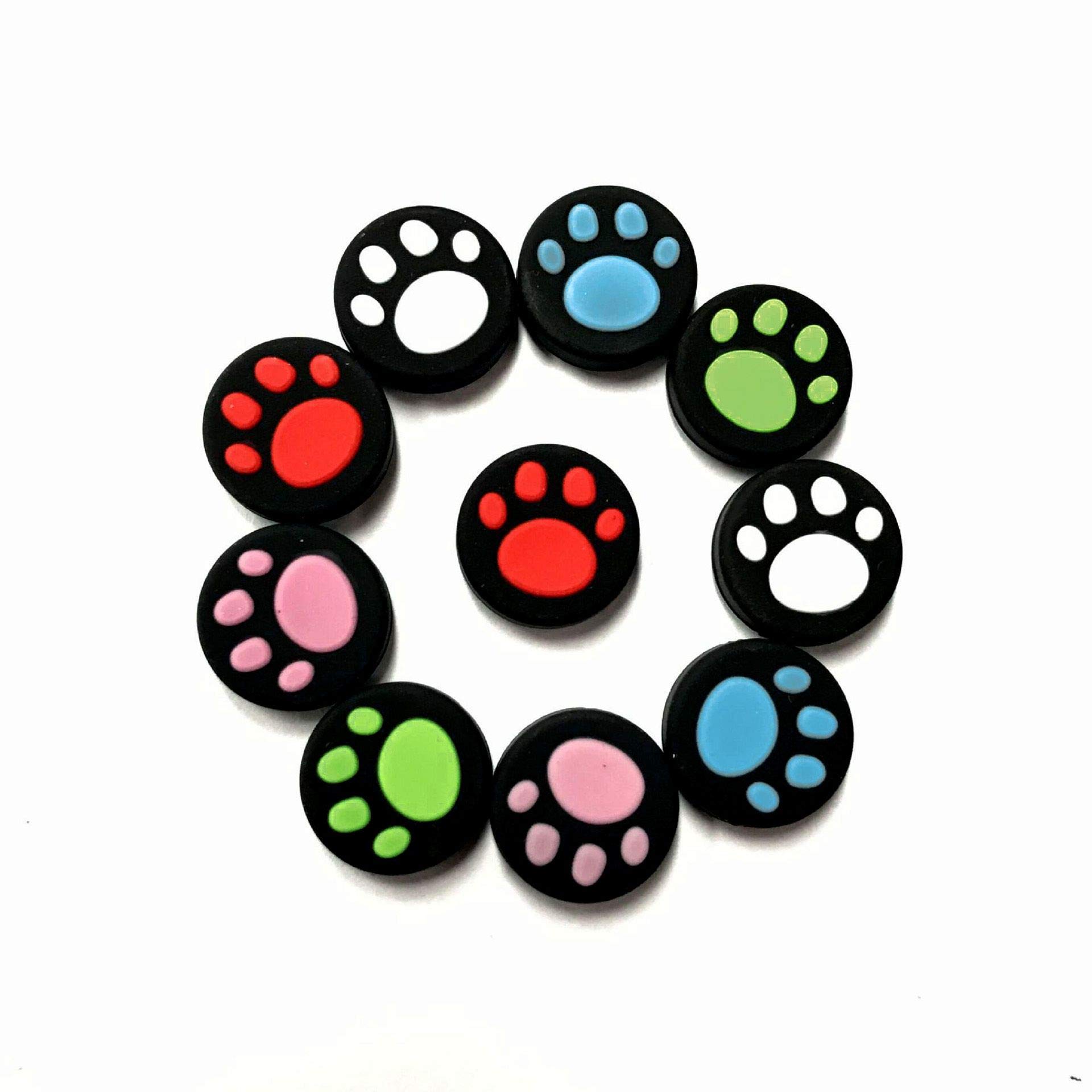 10 PCS Silicone Analog Controller Thumb Stick Grips Cap Cute Cat Paw for Nintend Switch NS Controller Joy-Con ThumbStick