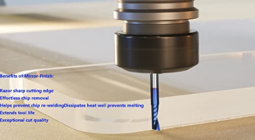1/4" Diameter O Single Flute Upcut Spiral End Mill CNC Router Bit with NACO Coating - 1/4" Shank Plastic Cutting 1/4 D x 1 CH x 1/4 SHK x 2-1/2 Inch Long with Mirror Finish UT144