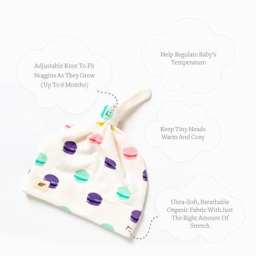 MONICA + ANDY Unisex Organic Cotton Baby Boy Girl Adjustable Top Knot Cap, Pink Le Macaron, 0-6 Months