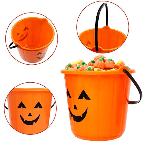 Triumpeek Halloween Pumpkin Trick Treat Bucket, Set of 6 Halloween Jack O Lantern Pails, Trick or Treat Bucket, Portable Plastic Candy Pumpkin Pails