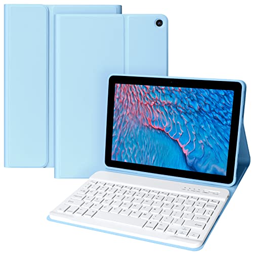 Keyboard Case for All-New Kindle Fire HD 10 and Fire HD 10 Plus Tablet (Only Compatible with 11th Generation 2021 Release)Slim Lightweight Protective Cover with Detachable Bluetooth Keyboard(Blue)