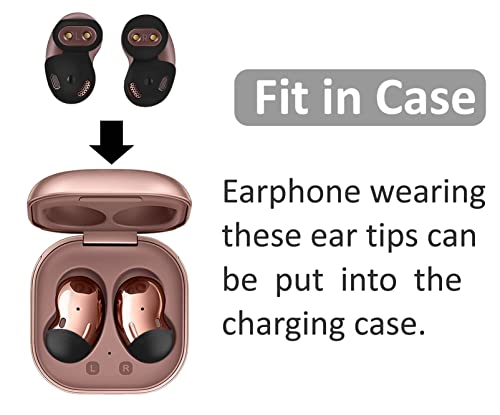 4 Pairs Galaxy Buds Live Ear Tips Ear Hooks Kit Set, Small/Large 2 Size Silicone Anti-Slip Fit in Case Rubber Ear Buds Wings Eartips Compatible with Samsung Galaxy Buds Live - Mystic Black