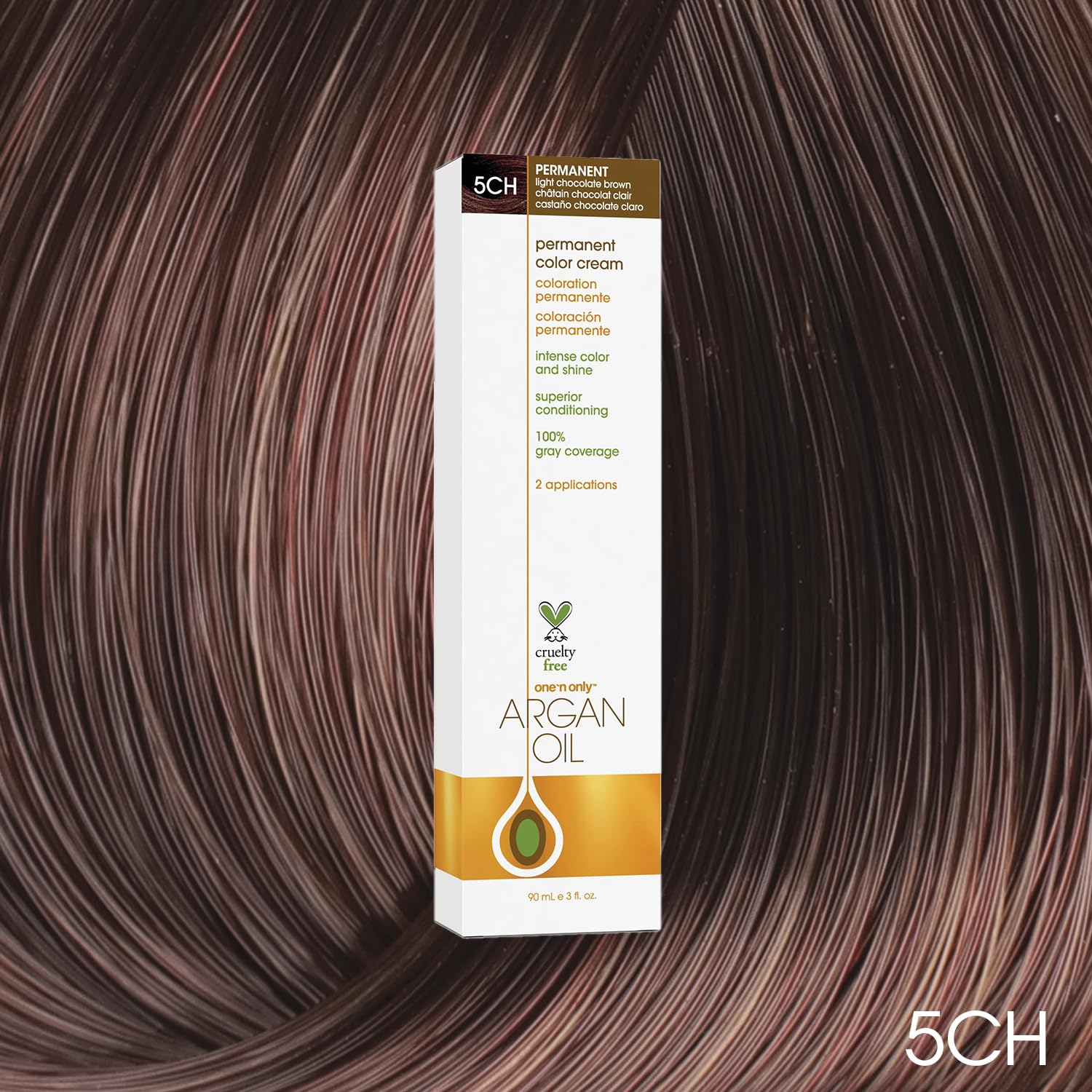 One N' Only Permanent Hair Color - Permanent Hair Dye Made with Argan Oil - Delivers Rich, Accurate Tones with Gray Coverage - Improves Moisture & Elasticity - 5CH Light Chocolate Brown (3 oz)