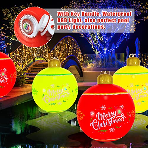 [Upgraded] Hysagtek Extra Large Inflatable Christmas Ornaments, 24 Inch Giant Inflatable Christmas Yard Decorations with Rechargeable Light, Remote & Air Pump for Outdoors Holiday Yard & Pool Decor