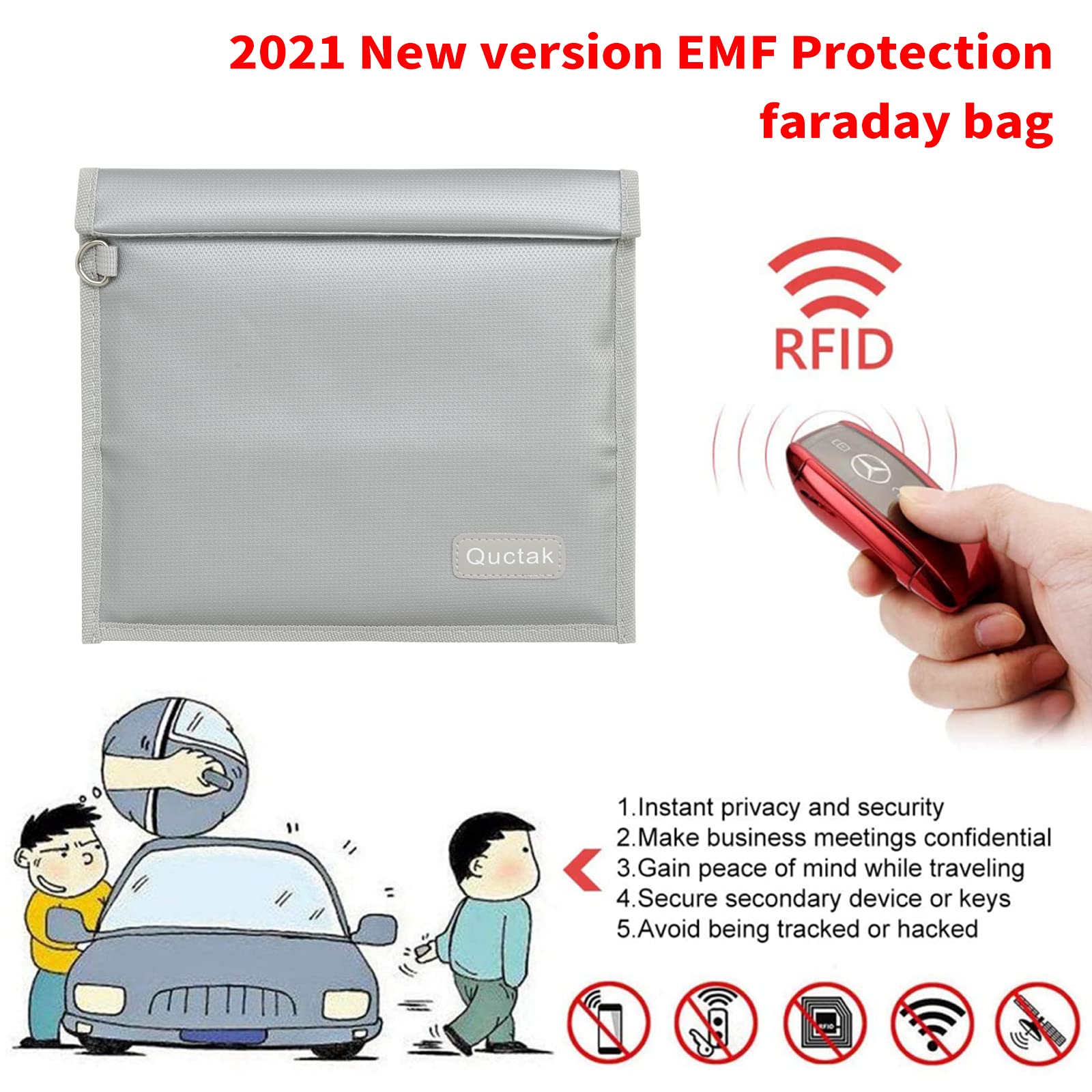 Faraday Bags for Cell Phone(9.8" X 11"), Signal Jammer Blocking Bag Key Fob Protector, Fireproof Waterproof Faraday Pouch, Prevents Hacking, Tracking for Tablets, Phones and NFC/WiFi/Bluetooth