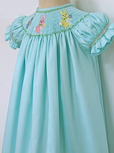 Carouselwear Easter Bunny Girls Smocked Bishop Dress Mint Green 3m Months