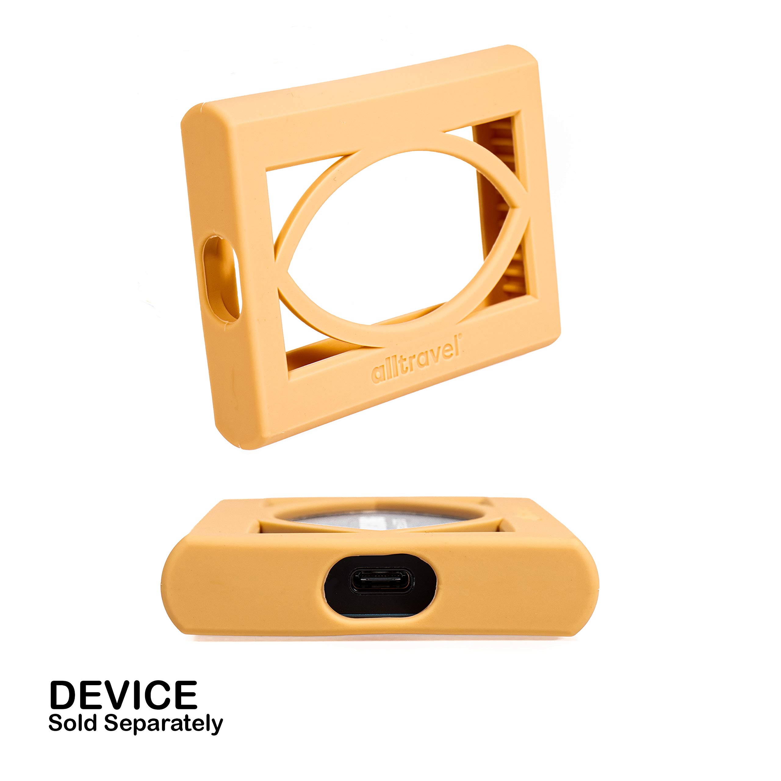 Alltravel External Solid State Drive Bumper Sleeve for Samsung T5 Portable 250GB 500GB 1TB 2TB SSD USB 3.0 External Solid State Drives, Super Strong Bumper Anti Shock, Shake and Drop (Gold)