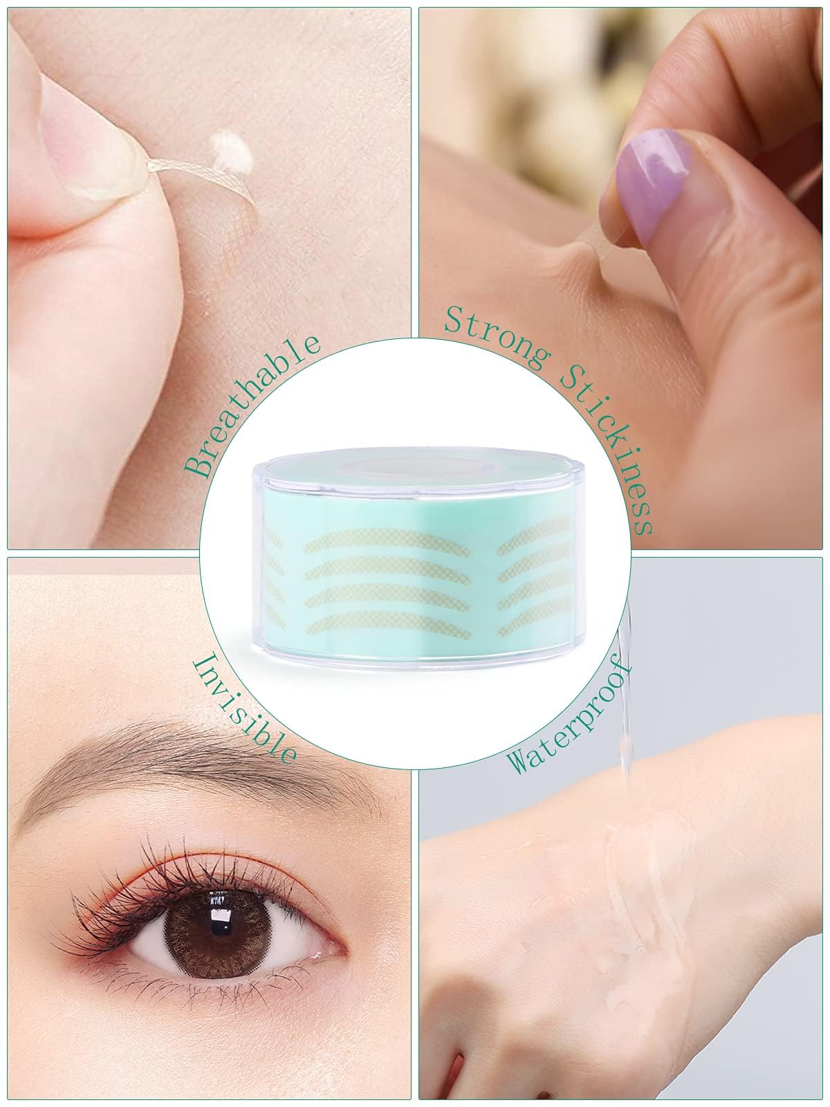 Lorvain 1800 PCS Breathable Eyelid Tape, 3 Rolls Single-sided Eye Stickers Sticky Natural Invisible Double Eyelid Sticker with Y Ford and Tweezers (Slim)