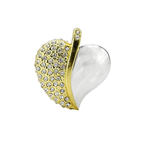 Civetman Crystal Asymmetric Heart Shape Jewelry USB Flash Drive Memorry Disk with Necklace - Gold 256GB