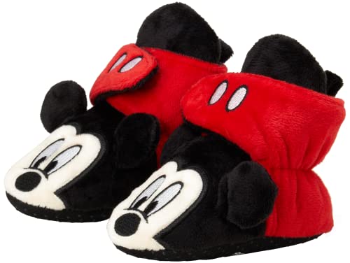 Disney Baby Boys' Mickey Mouse Booties - Soft Fleece Slipper Socks (Newborn/Infant), Size 12-18 Months, Mickey