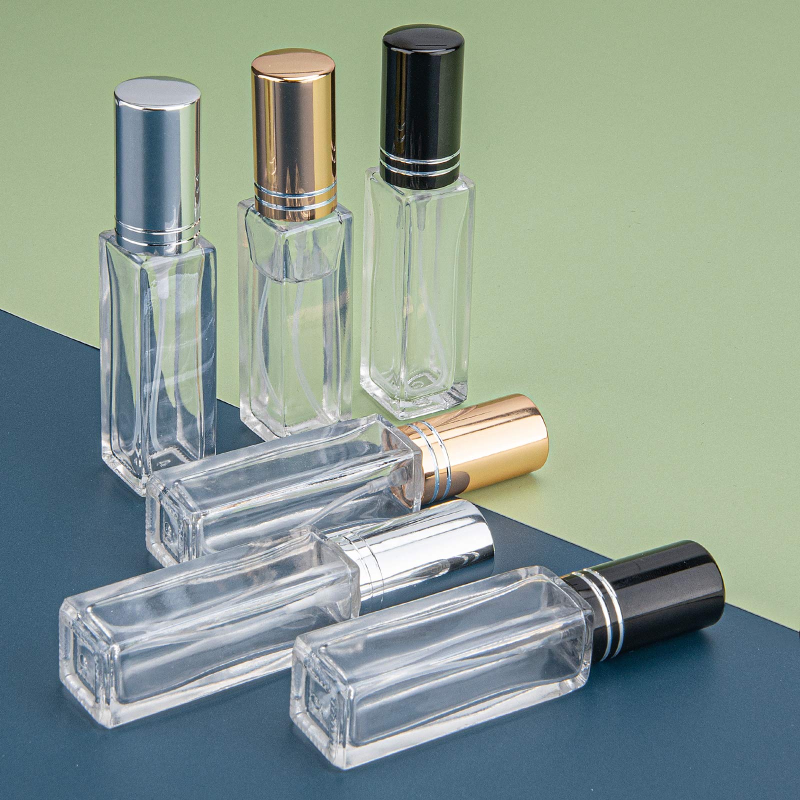 6pcs Refillable Perfume Bottle, 8 ML BPA Free Spray Atomizer Perfume Bottle, Leak Proof Glass Perfume Atomizer with Metallic Aluminum caps