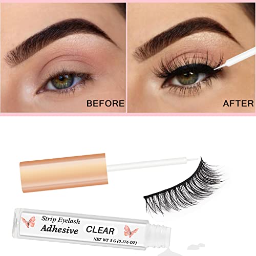 CMNRO Lash Glue Eyelash Glue Waterproof Eyelash Glue for False Lashes Super Strong Hold Eyelash Adhesive Latex-Free Suitable for Sensitive Eyes 0.176oz Clear2