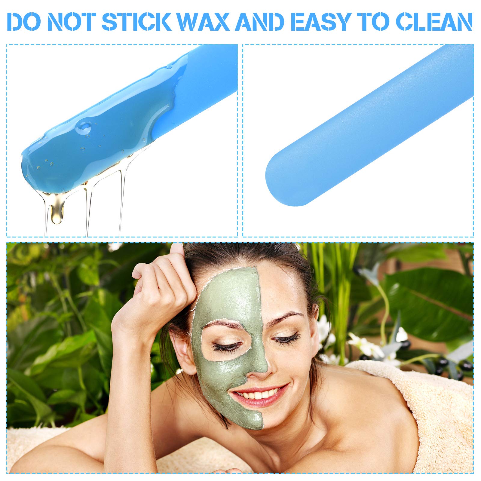 Mudder 3 Pieces Non-stick Wax Spatulas Silicone Spatula Waxing Applicator Hair Removal Sticks Applicator Spatula Reusable Scraper Hard Wax Sticks for Home Salon Body Use (Pink, Blue, Green)