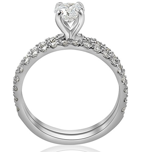 1 ct Diamond Engagement Wedding Ring French Pave Set 14k White Gold - Size 9