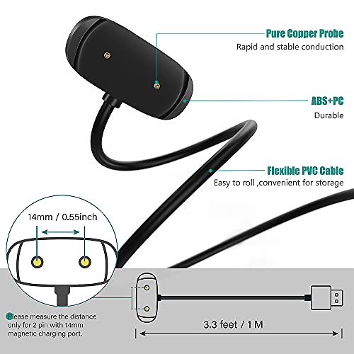 TUSITA Charger Compatible with Amazfit GTR 2, GTR 2e, GTS 2, GTS 2e, GTS2/GTS4 Mini, Pop Pro,Bip 3 Pro,Bip U, T-REX Pro(Not for T-REX), Zepp E Z (1M,2-Pack)