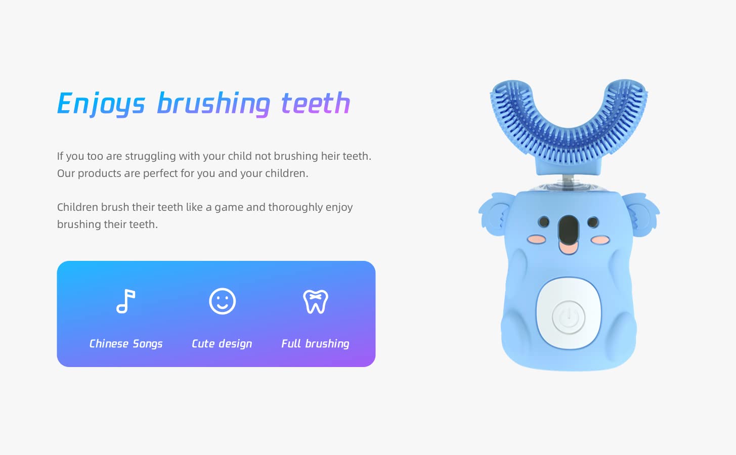 Kids Electric toothbrushe and Foam toothpaste, Children U Shaped Ultrasonic Automatic Toothbrush with 3 Brush Heads, 3 Cleaning Modes, Automatic Timer Tooth Brush for toddler, (Age 2-8,Bue) (Bue)