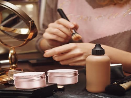 2 Ounce Aluminum Tin Jar Refillable Containers 60 ml Aluminum Screw Lid Round Tin Container Bottle for Cosmetic, Lip Balm, Cream, 20 Pcs Rose Gold
