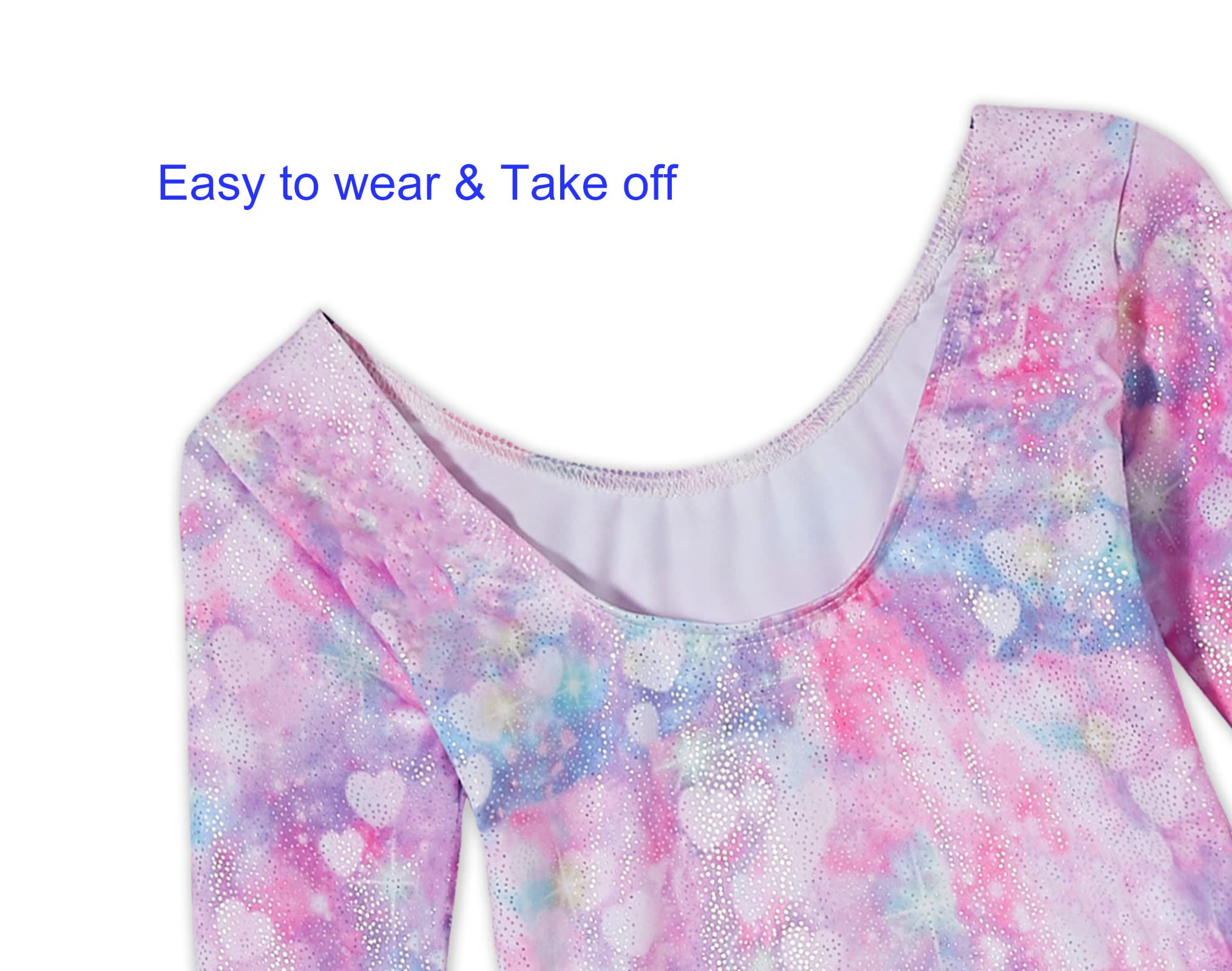 Domusgo Toddlers Girls Gymnastics Leotards Size 2t 3t Long Sleeve Sparkly Rainbow Love Heart Outfits
