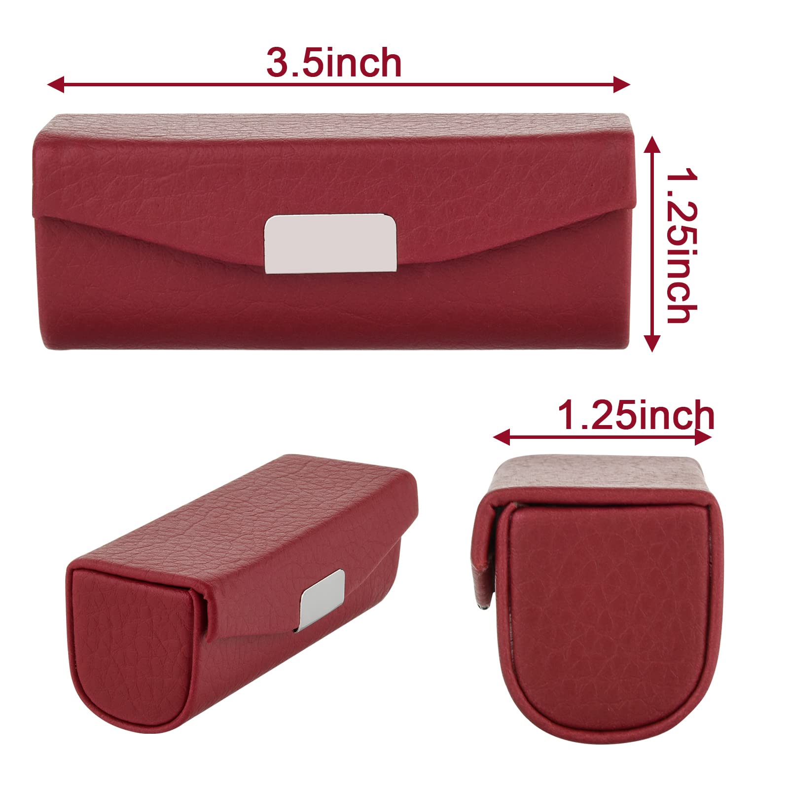 Beautyflier Women’s PU Leather Lipstick Case Holder with Mirror Rectangle Makeup Travel Cases for Purse Lipstick Holder (Red Lychee Pattern)