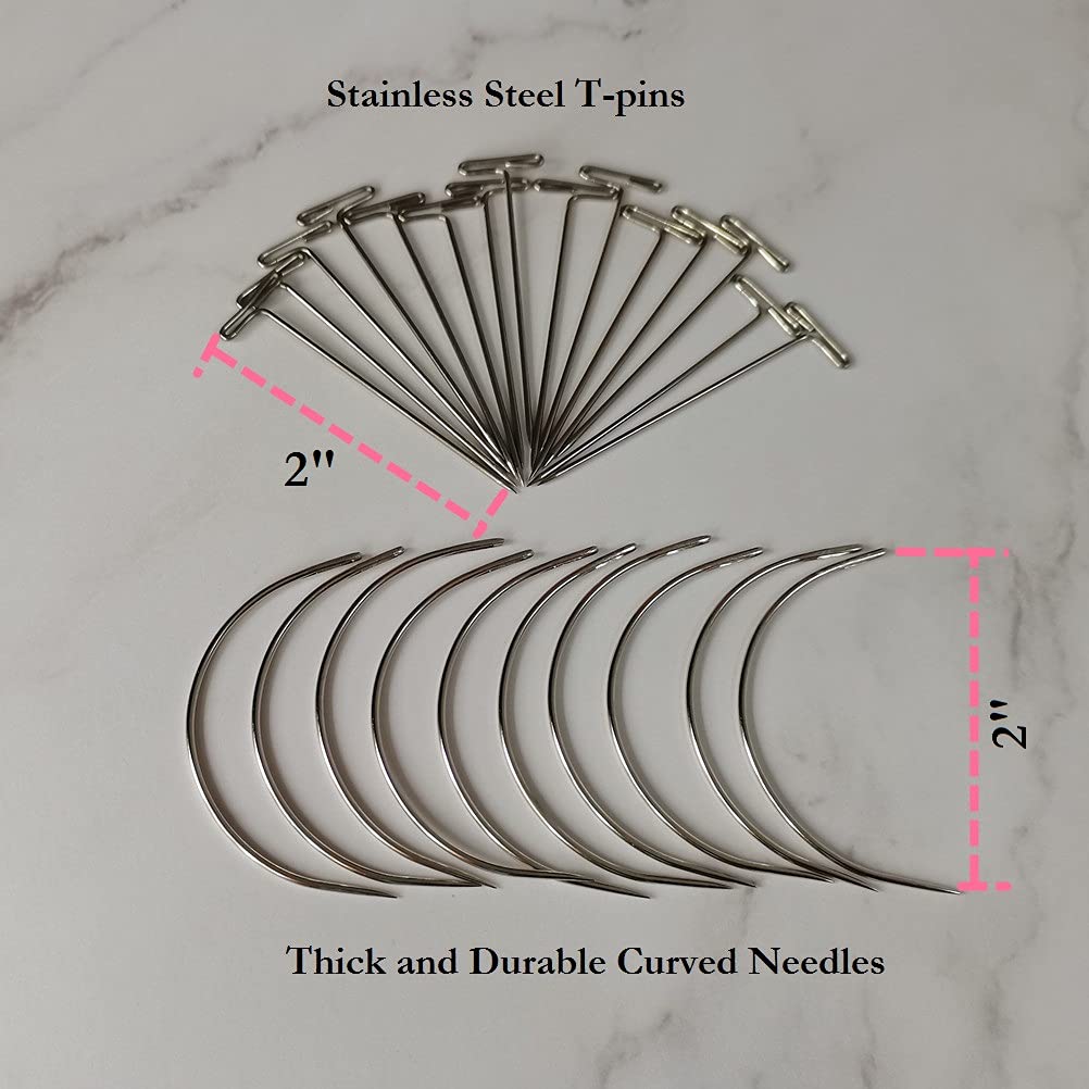 70PCS Kit U-Shape Snap Clips for Hair Extensions 6 Teeth Metal Wig Clips Blonde Hair Weave Thread Needle Kit with Curved Needles T Pins Needle Threader Thimble,Beige