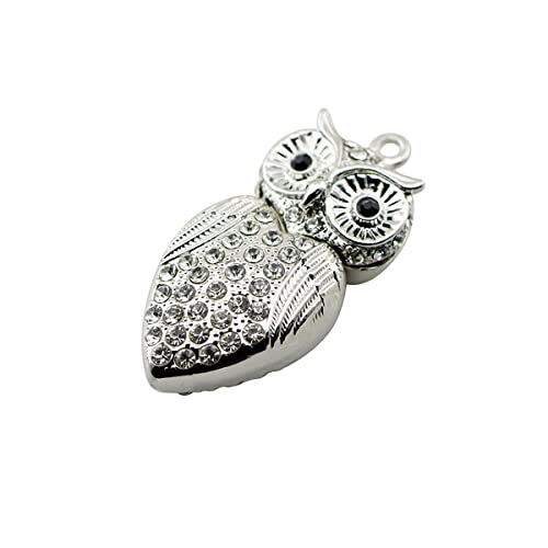 Civetman USB Flash Drive 128GB Jewelry Crystal Animal Owl Design Pendrive USB 2.0 Memory Stick Thumb Drive USB Stick - Silver
