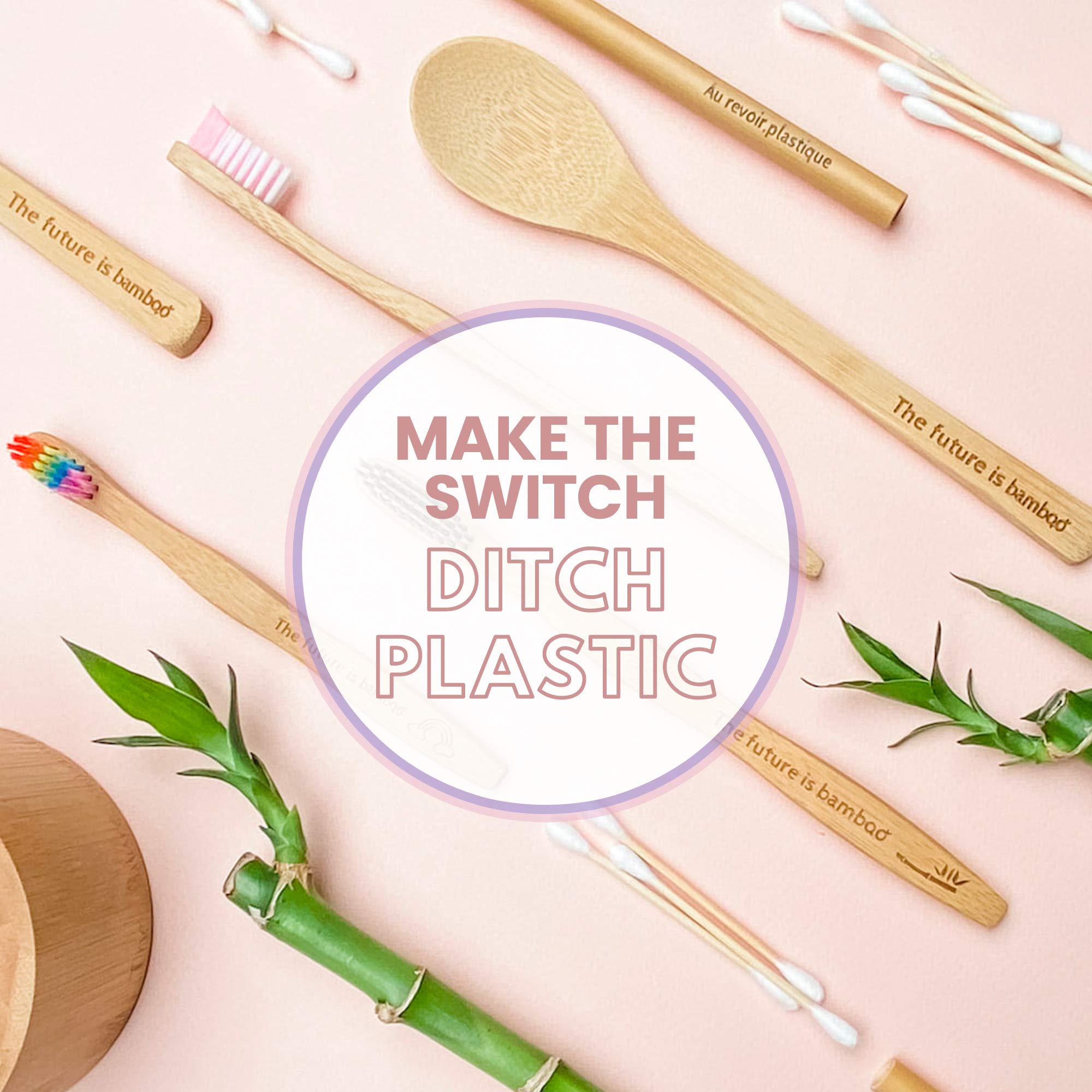 The future is bamboo Unicorn Toothbrush for Kids - Made from Sustainable Bamboo for a Natural & Eco-Friendly Feel, Soft Wave Bristles, Biodegradable Wooden Handle | (Pack of 4, Unicorn)
